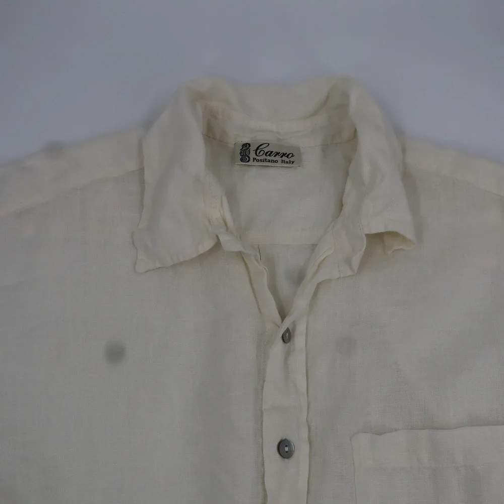 Carro Positano | Shirts | Carro Positano Italy Mens Cream Linen Button ...